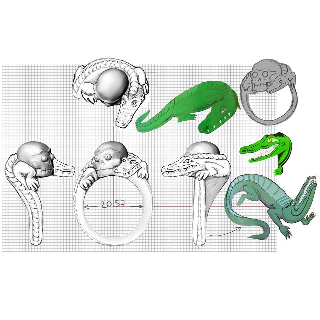 Luke Pelletier Gator Skull Ring – Custom Wearable Art