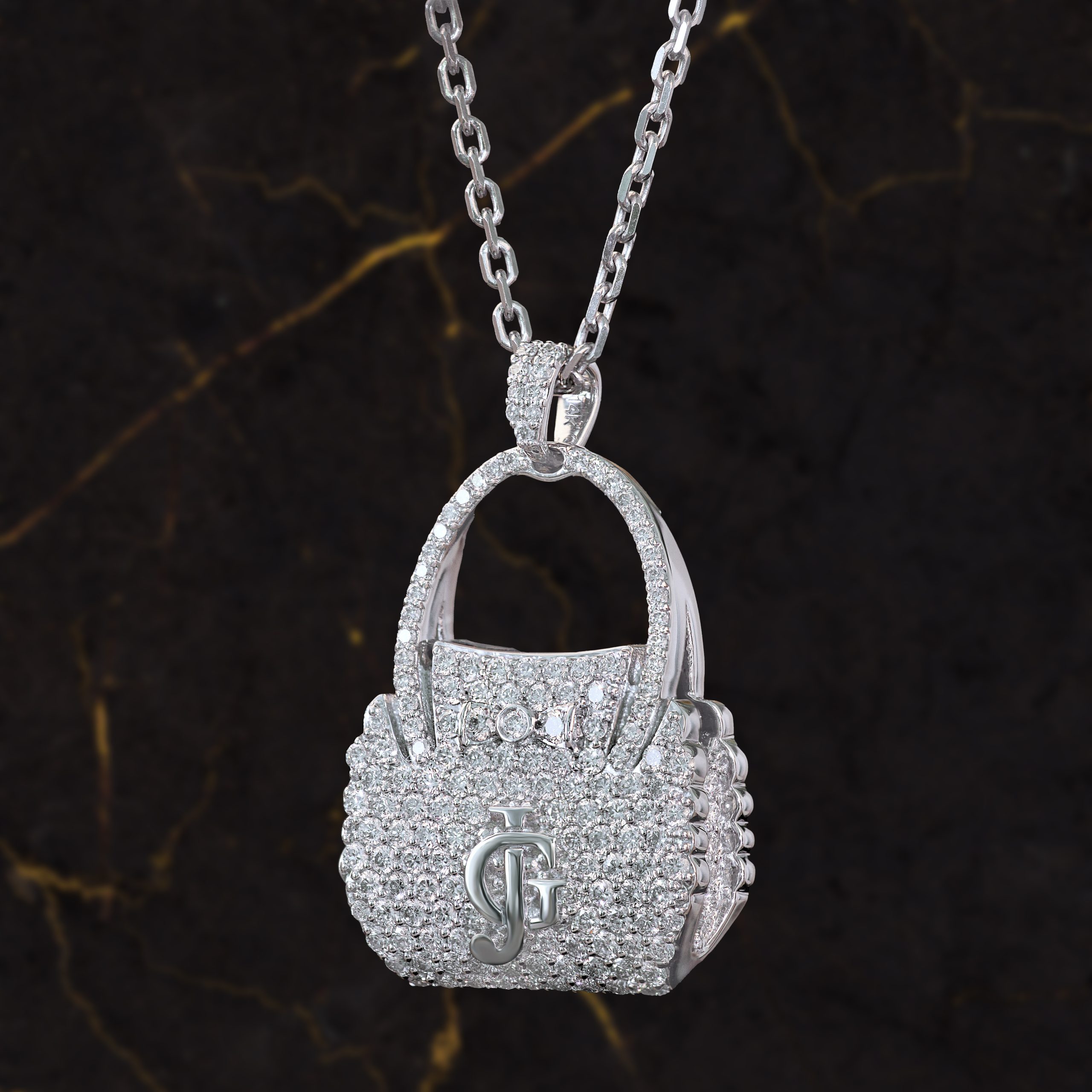 Diamond Handbag Pendant » JewelryThis - Custom Jewelry