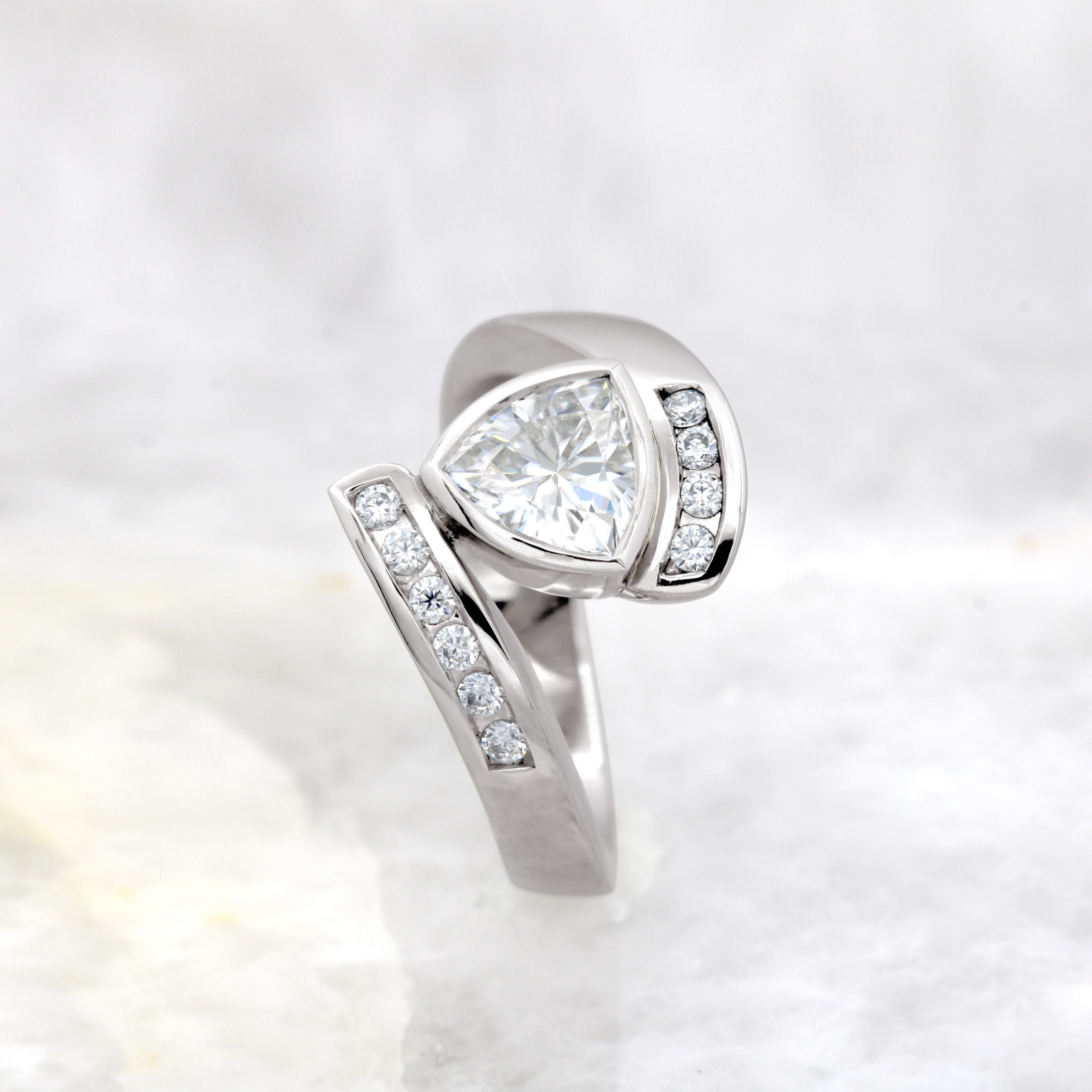 Trillion Bezel Set Engagement Ring » JewelryThis - Custom Jewelry