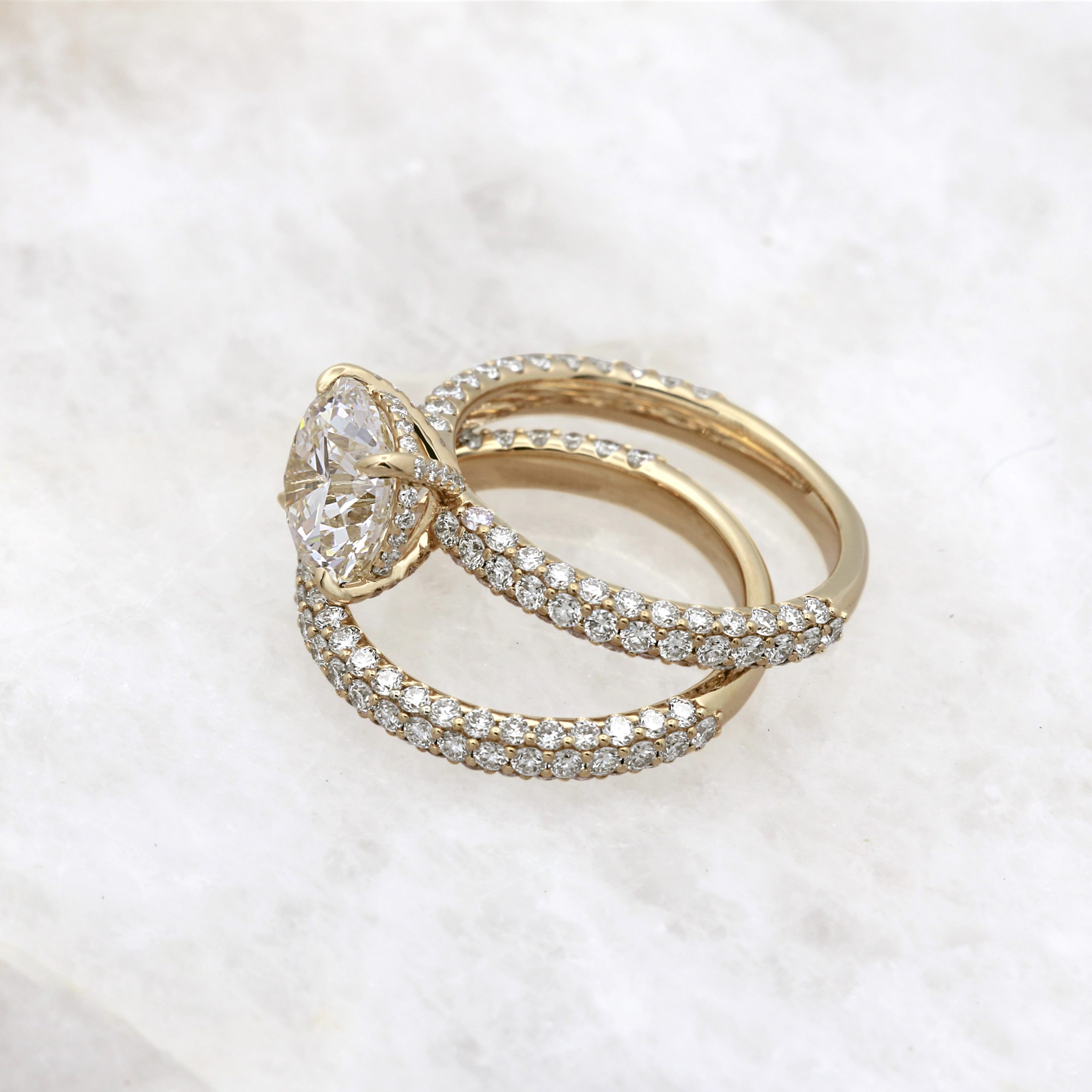Pave Diamond Wedding Set » JewelryThis - Custom Jewelry
