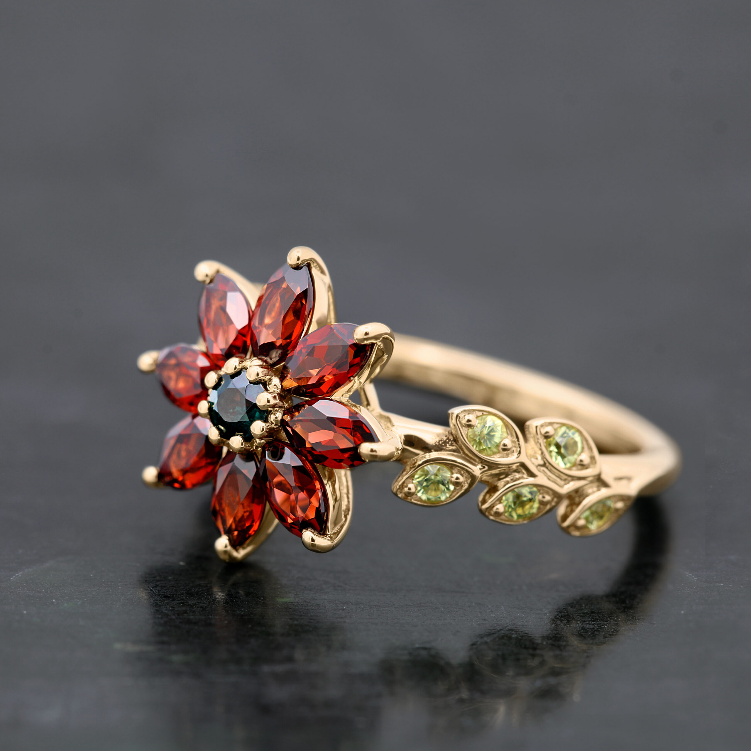 Birthstone Flower Ring » JewelryThis - Custom Jewelry