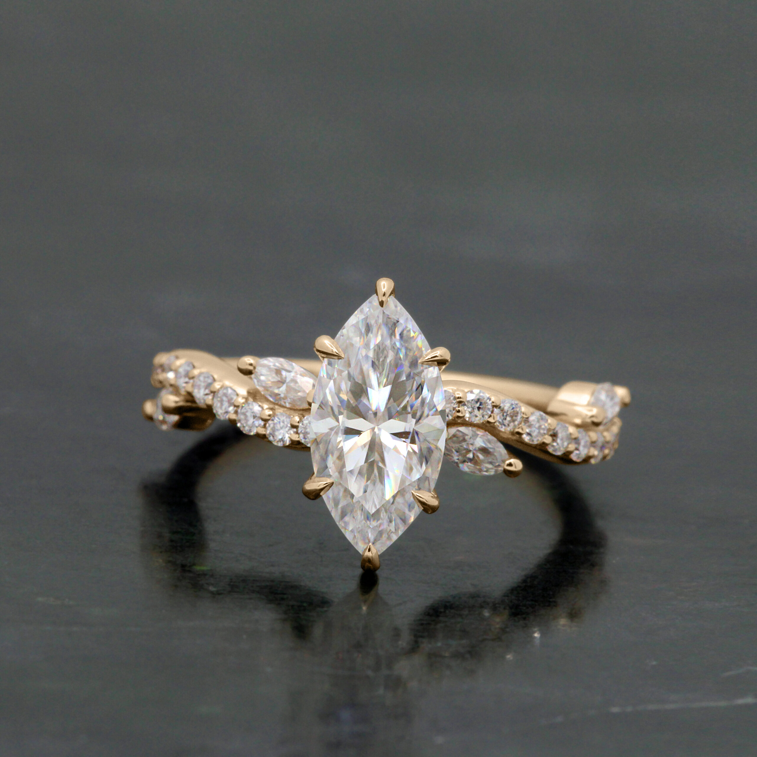 Elegant Curved Engagement Ring » JewelryThis - Custom Jewelry