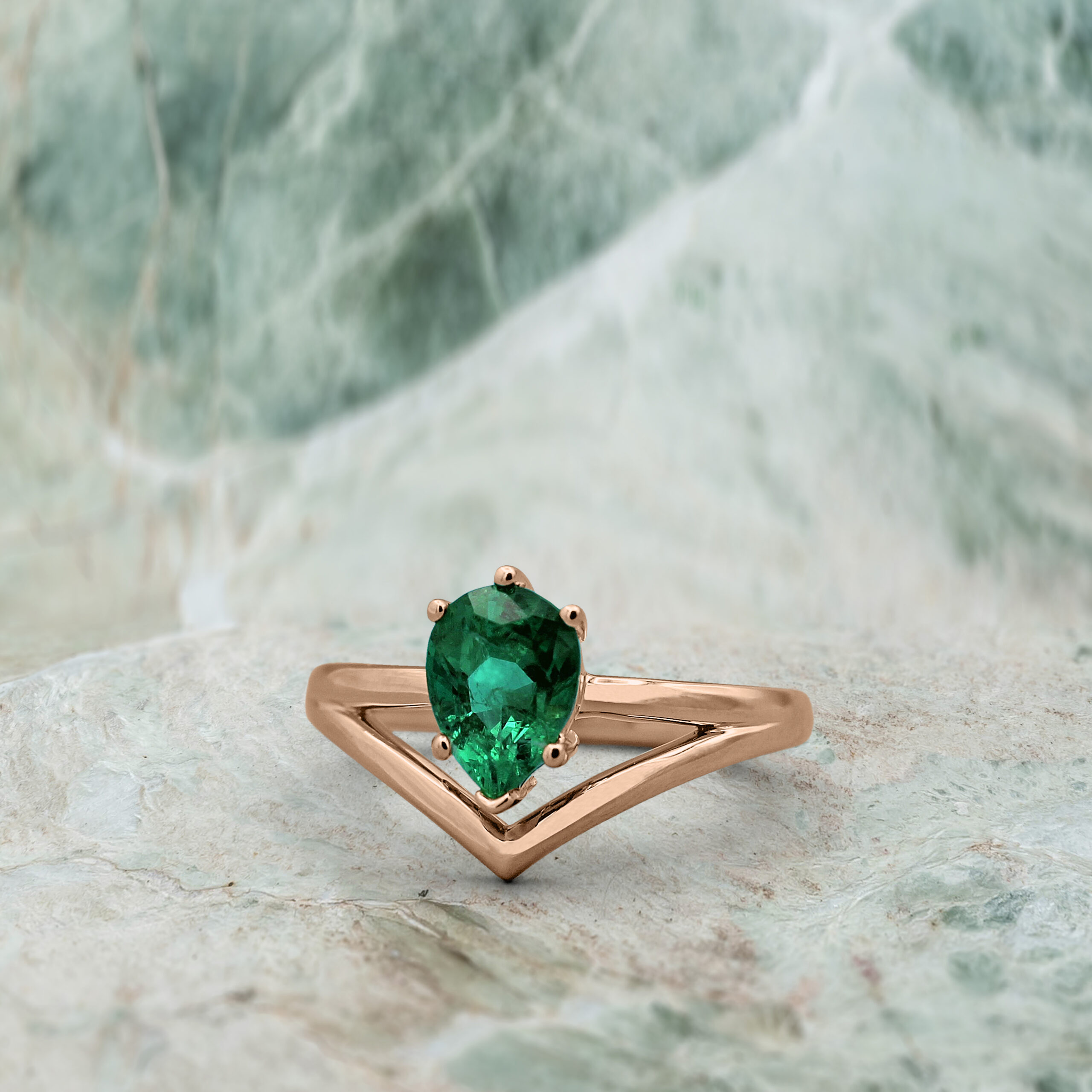 Emerald Double Band Engagement Ring JewelryThis Custom Jewelry