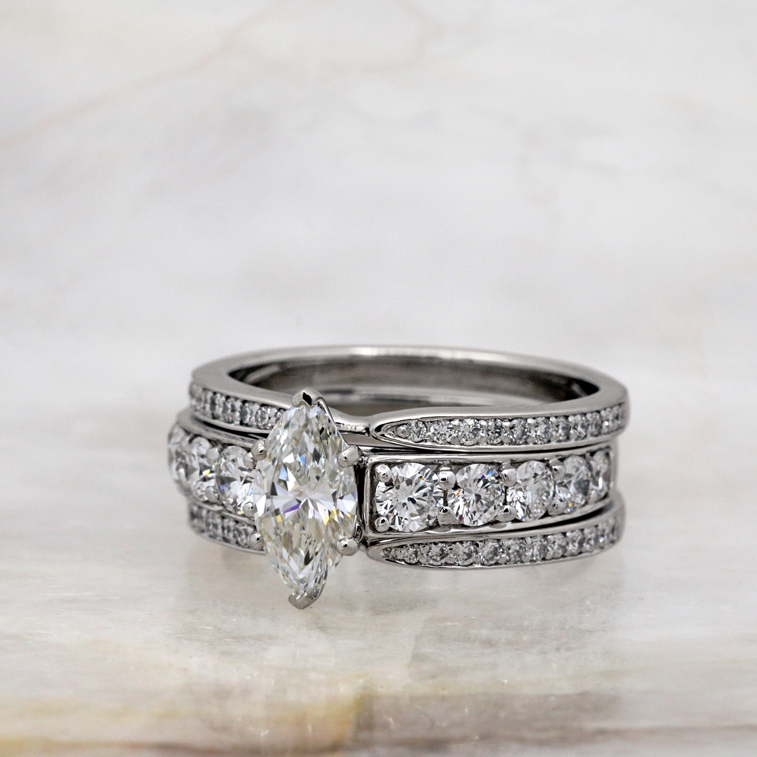 Marquise Wedding Ring Set » JewelryThis - Custom Jewelry